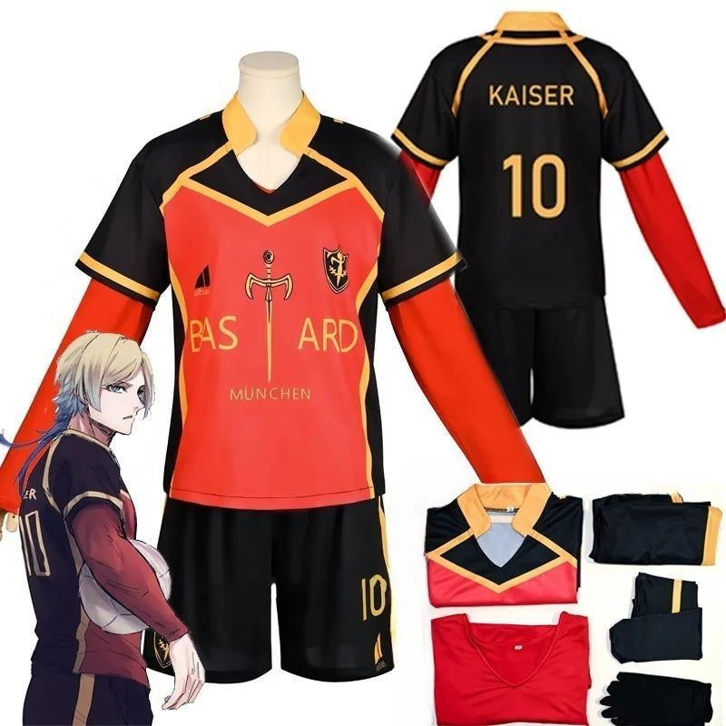Anime Blue Lock Michael Kaiser Cosplay Costume Red Uniform Team Bastar ...