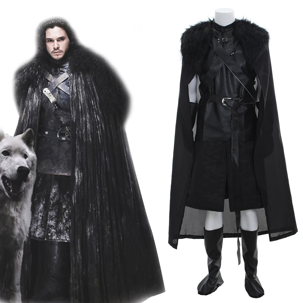 TV Series Jon Cosplay Snow Fantasia Costume Men Black Combat Uniform w ...