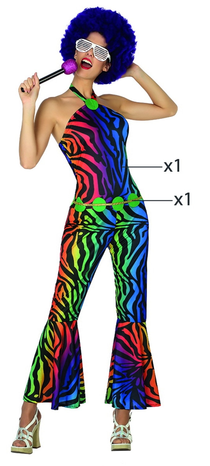 Colorful Disco Costume for Women Polyester Party Clothing Adult Disco ...
