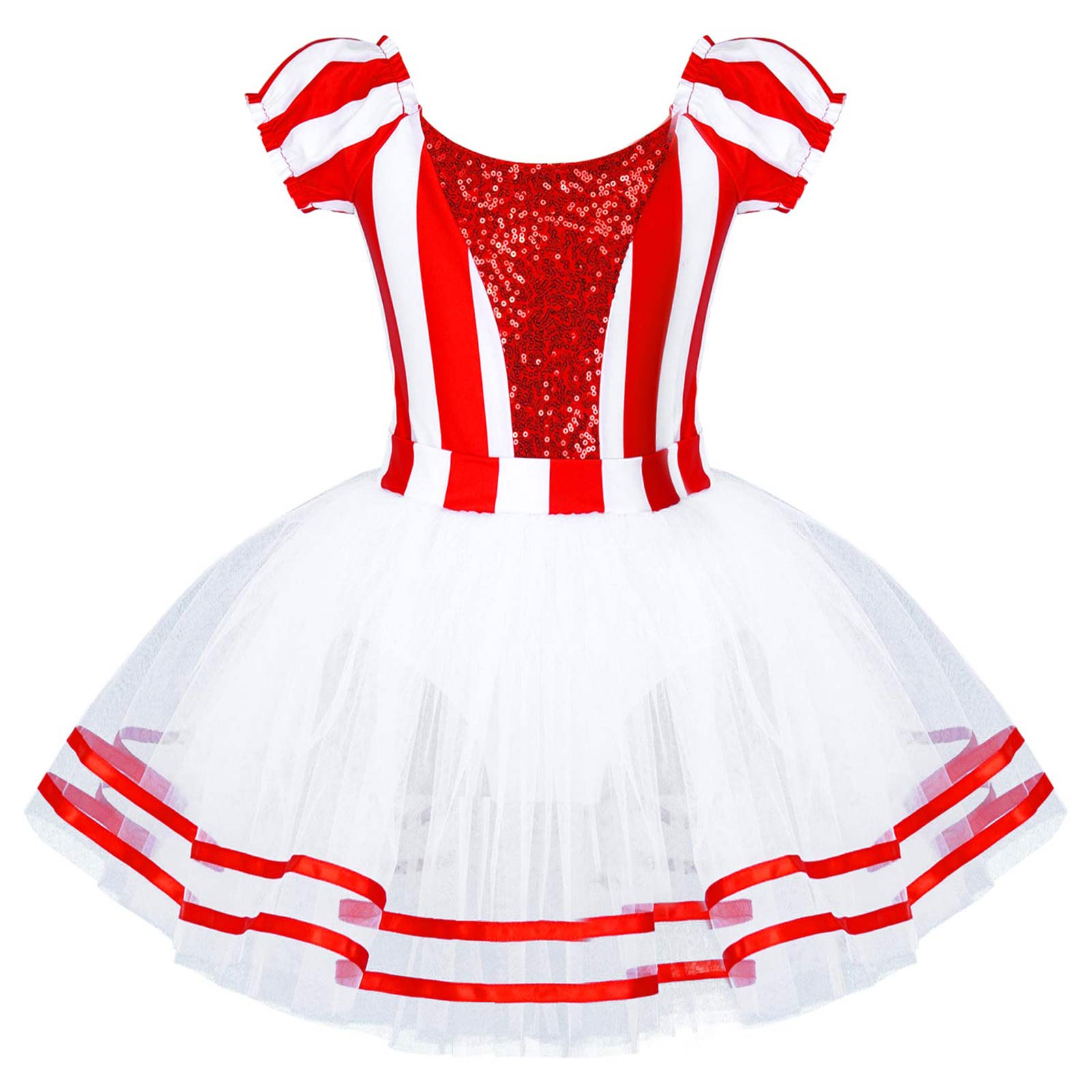 Kids Girls Christmas Elfs Costume Ballet Tutu Dress Santa Clause Cospl ...