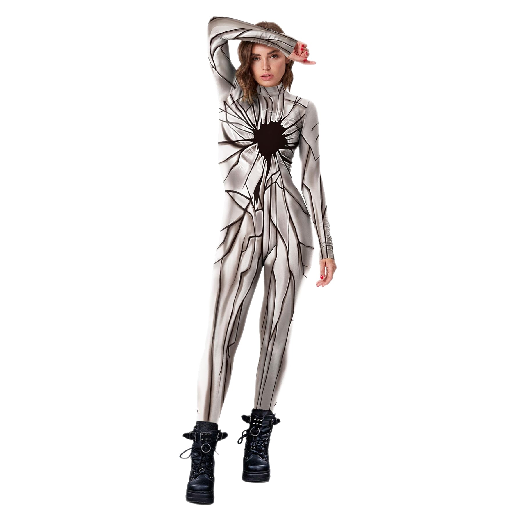 Women Cosplay Costume Zentai Bodysuit Broken Body 3D Print Jumpsuits H ...