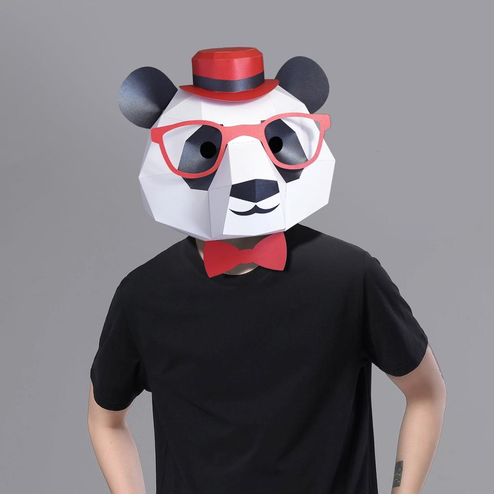 3D Paper Mask Fashion Panda Mask Animal Costume Cosplay DIY Paper Craf ...