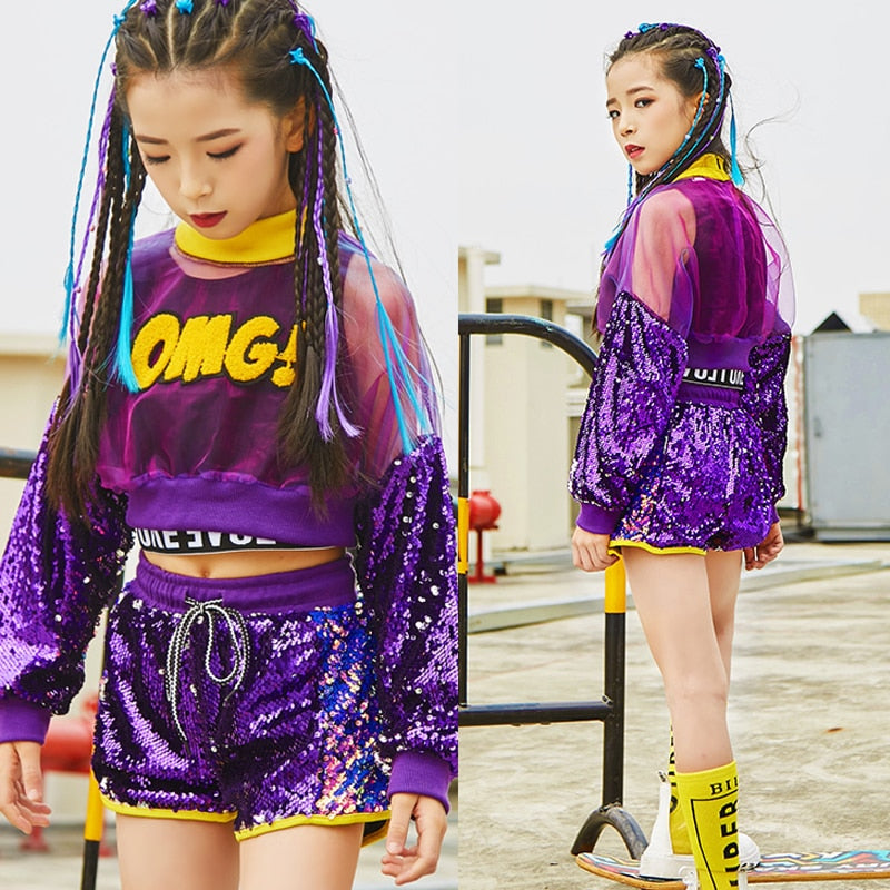 3 Pieces Set Girls Jazz Dance Costume Children'S Street Dance Performa ...