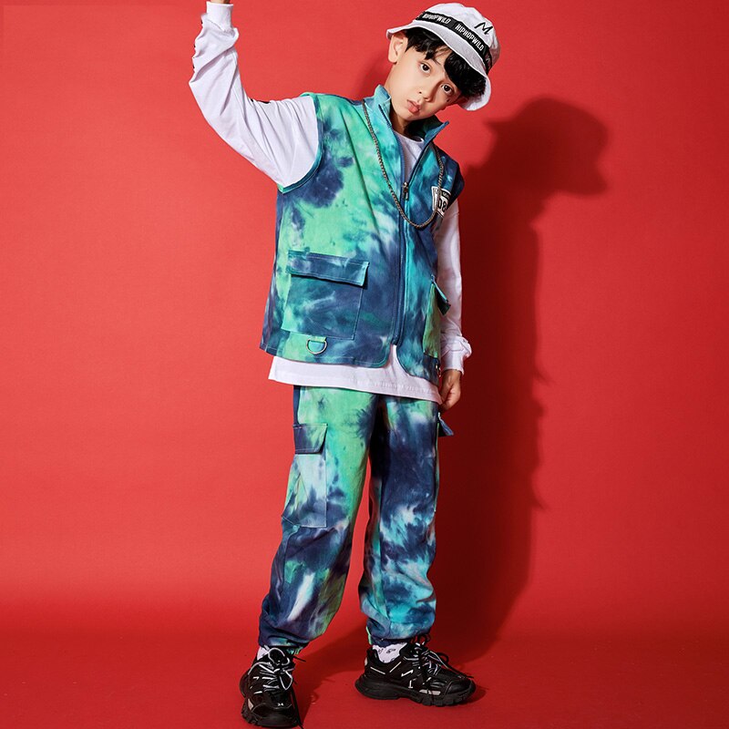 Fall Street Dance Costume For Boys Rave K-pop Outfits Tie-dye Stage Cl ...