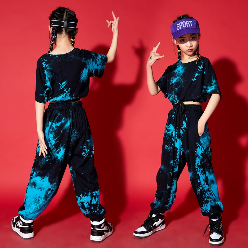 Rave Clothing Hip Hop Dance Outfit Cheerleader Uniform Tie-dye Girl Se ...