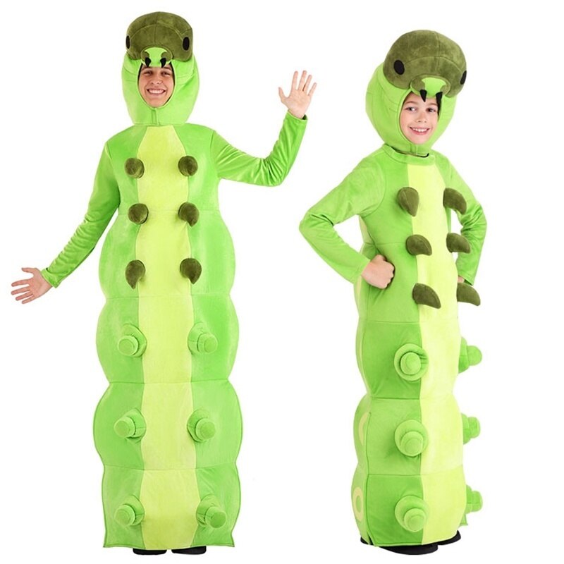 Adult Children Cosplay Costumes Green Worm Caterpillar Role-playing Pa ...