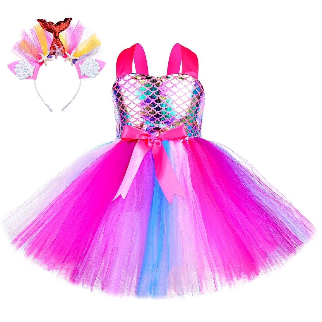 Mermaid Princess Tutu Dress Girls Kids Role Play Clothes Mermaid Theme ...